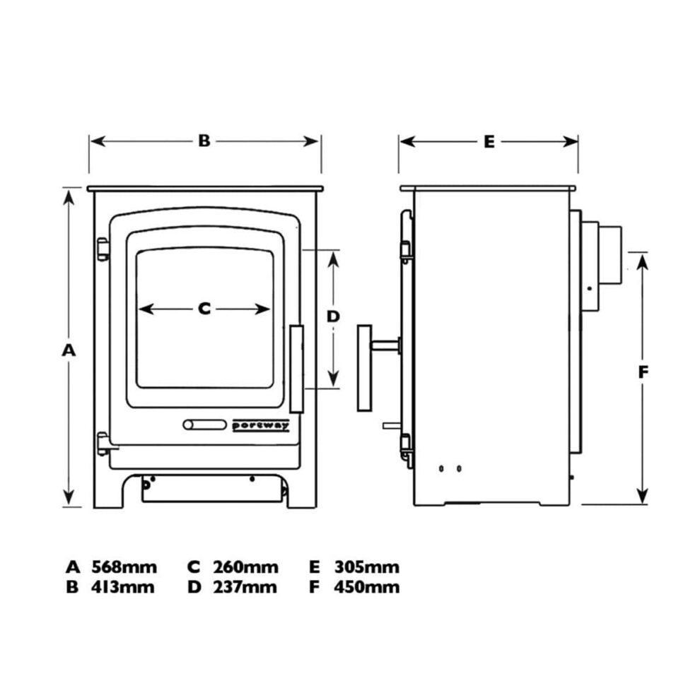 Portway 1 - 3.4kw Gas Stove - Balanced Flue (Inc Horizontal Flue Kit ...